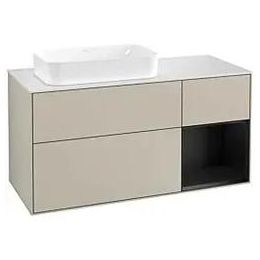 Villeroy & Boch Villeroy und Boch Finion Waschtischunterschrank G281PDHH 120cm, Abdeckplatte white matt, Emotion, Regal rechts Black matt lacquer, Sand Matt Lacquer