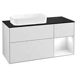 Villeroy & Boch Villeroy und Boch Finion Waschtischunterschrank G282GFMT 120cm, Abdeckplatte black matt, Emotion, Regal rechts Glossy white lacquer, White matt lacquer