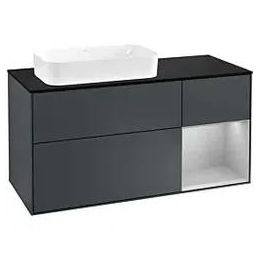 Villeroy & Boch Villeroy und Boch Finion Waschtischunterschrank G282GJHG 120cm, Abdeckplatte black matt, Emotion, Regal rechts Light grey matt, Midnight Blue Matt Lacquer