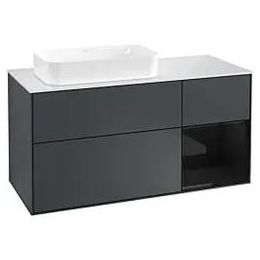 Villeroy & Boch Villeroy und Boch Finion Waschtischunterschrank G281PHHG 120cm, Abdeckplatte white matt, Emotion, Regal rechts Glossy Black Lacquer, Midnight Blue Matt Lacquer