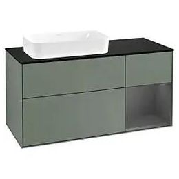 Villeroy & Boch Villeroy und Boch Finion Waschtischunterschrank G282GKGM 120cm, Abdeckplatte black matt, Emotion, Regal rechts Anthracite matt, Olive Matt Lacquer