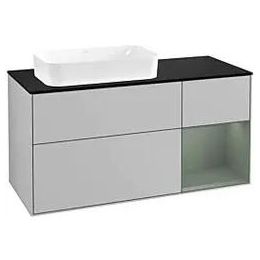 Villeroy & Boch Villeroy und Boch Finion Waschtischunterschrank G282GMGJ 120cm, Abdeckplatte black matt, Emotion, Regal rechts Olive Matt Lacquer, Light grey matt