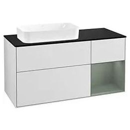 Villeroy & Boch Villeroy und Boch Finion Waschtischunterschrank G282GMMT 120cm, Abdeckplatte black matt, Emotion, Regal rechts Olive Matt Lacquer, White matt lacquer