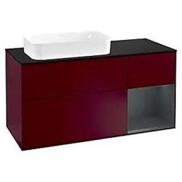 Villeroy & Boch Villeroy und Boch Finion Waschtischunterschrank G282HGHB 120cm, Abdeckplatte black matt, Emotion, Regal rechts Midnight Blue Matt Lacquer, Peony Matt