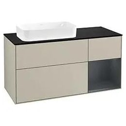 Villeroy & Boch Villeroy und Boch Finion Waschtischunterschrank G282HGHH 120cm, Abdeckplatte black matt, Emotion, Regal rechts Midnight Blue Matt Lacquer, Sand Matt Lacquer