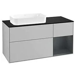 Villeroy & Boch Villeroy und Boch Finion Waschtischunterschrank G282HGGJ 120cm, Abdeckplatte black matt, Emotion, Regal rechts Midnight Blue Matt Lacquer, Light grey matt