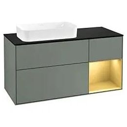 Villeroy & Boch Villeroy und Boch Finion Waschtischunterschrank G282HFGM 120cm, Abdeckplatte black matt, Emotion, Regal rechts Gold matt, Olive Matt Lacquer