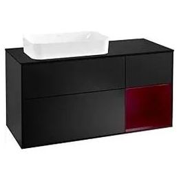 Villeroy & Boch Villeroy und Boch Finion Waschtischunterschrank G282HBPD 120cm, Abdeckplatte black matt, Emotion, Regal rechts Peony, Black matt lacquer