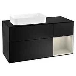 Villeroy & Boch Villeroy und Boch Finion Waschtischunterschrank G282HHPD 120cm, Abdeckplatte black matt, Emotion, Regal rechts Sand Matt, Black matt lacquer