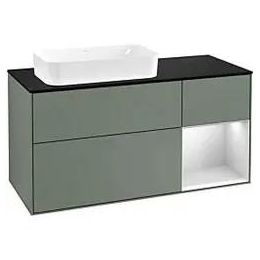 Villeroy & Boch Villeroy und Boch Finion Waschtischunterschrank G282MTGM 120cm, Abdeckplatte black matt, Emotion, Regal rechts White matt lacquer, Olive Matt Lacquer