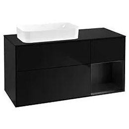 Villeroy & Boch Villeroy und Boch Finion Waschtischunterschrank G282PDPH 120cm, Abdeckplatte black matt, Emotion, Regal rechts Black matt lacquer, Glossy Black Lacquer