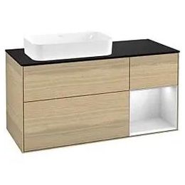 Villeroy & Boch Villeroy und Boch Finion Waschtischunterschrank G282MTPC 120cm, Abdeckplatte black matt, Emotion, Regal rechts White matt lacquer, Oak Veneer