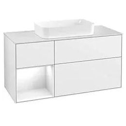 Villeroy & Boch Villeroy und Boch Finion Waschtischunterschrank G291GFGF 120cm, Abdeckplatte white matt, Emotion, Regal links Glossy white lacquer, Glossy white lacquer