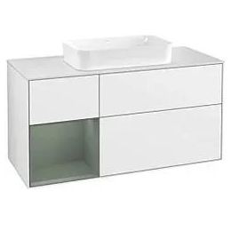 Villeroy & Boch Villeroy und Boch Finion Waschtischunterschrank G291GMGF 120cm, Abdeckplatte white matt, Emotion, Regal links Olive Matt Lacquer, Glossy white lacquer