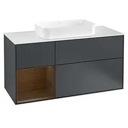 Villeroy & Boch Villeroy und Boch Finion Waschtischunterschrank G291GNHG 120cm, Abdeckplatte white matt, Emotion, Regal links Walnut veneer, Midnight Blue Matt Lacquer