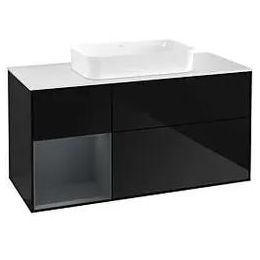 Villeroy & Boch Villeroy und Boch Finion Waschtischunterschrank G291HGPH 120cm, Abdeckplatte white matt, Emotion, Regal links Midnight Blue Matt Lacquer, Glossy Black Lacquer