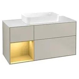 Villeroy & Boch Villeroy und Boch Finion Waschtischunterschrank G291HFHH 120cm, Abdeckplatte white matt, Emotion, Regal links Gold matt, Sand Matt Lacquer