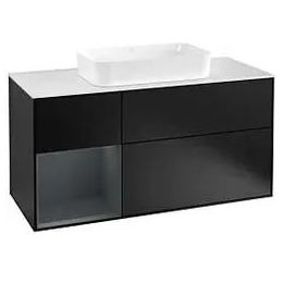 Villeroy & Boch Villeroy und Boch Finion Waschtischunterschrank G291HGPD 120cm, Abdeckplatte white matt, Emotion, Regal links Midnight Blue Matt Lacquer, Black matt lacquer