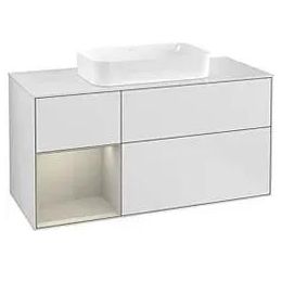 Villeroy & Boch Villeroy und Boch Finion Waschtischunterschrank G291HHMT 120cm, Abdeckplatte white matt, Emotion, Regal links Sand Matt Lacquer, White matt lacquer