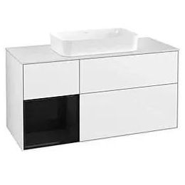 Villeroy & Boch Villeroy und Boch Finion Waschtischunterschrank G291PHGF 120cm, Abdeckplatte white matt, Emotion, Regal links Glossy Black Lacquer, Glossy white lacquer