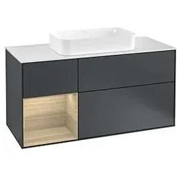 Villeroy & Boch Villeroy und Boch Finion Waschtischunterschrank G291PCHG 120cm, Abdeckplatte white matt, Emotion, Regal links Oak Veneer, Midnight Blue Matt Lacquer