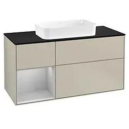 Villeroy & Boch Villeroy und Boch Finion Waschtischunterschrank G292GJHH 120cm, Abdeckplatte black matt, Emotion, Regal links Light grey matt, Sand Matt Lacquer