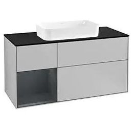 Villeroy & Boch Villeroy und Boch Finion Waschtischunterschrank G292HGGJ 120cm, Abdeckplatte black matt, Emotion, Regal links Midnight Blue Matt Lacquer, Light grey matt