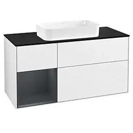 Villeroy & Boch Villeroy und Boch Finion Waschtischunterschrank G292HGGF 120cm, Abdeckplatte black matt, Emotion, Regal links Midnight Blue Matt Lacquer, Glossy white lacquer