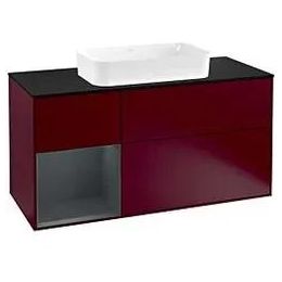 Villeroy & Boch Villeroy und Boch Finion Waschtischunterschrank G292HGHB 120cm, Abdeckplatte black matt, Emotion, Regal links Midnight Blue Matt Lacquer, Peony Matt