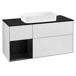 Villeroy & Boch Villeroy und Boch Finion Waschtischunterschrank G292PDMT 120cm, Abdeckplatte black matt, Emotion, Regal links Black matt lacquer, White matt lacquer