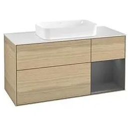 Villeroy & Boch Villeroy und Boch Finion Waschtischunterschrank G301GKPC 120cm, Abdeckplatte white matt, Emotion, Regal rechts Anthracite matt, Oak Veneer