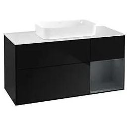 Villeroy & Boch Villeroy und Boch Finion Waschtischunterschrank G301HGPH 120cm, Abdeckplatte white matt, Emotion, Regal rechts Midnight Blue Matt Lacquer, Glossy Black Lacquer