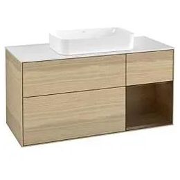 Villeroy & Boch Villeroy und Boch Finion Waschtischunterschrank G301GNPC 120cm, Abdeckplatte white matt, Emotion, Regal rechts Walnut veneer, Oak Veneer