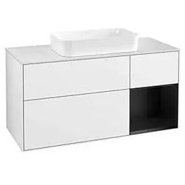 Villeroy & Boch Villeroy und Boch Finion Waschtischunterschrank G301PDGF 120cm, Abdeckplatte white matt, Emotion, Regal rechts Black matt lacquer, Glossy white lacquer