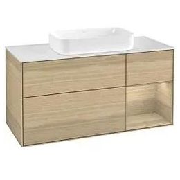 Villeroy & Boch Villeroy und Boch Finion Waschtischunterschrank G301PCPC 120cm, Abdeckplatte white matt, Emotion, Regal rechts Oak Veneer, Oak Veneer