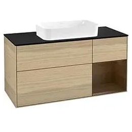 Villeroy & Boch Villeroy und Boch Finion Waschtischunterschrank G302GNPC 120cm, Abdeckplatte black matt, Emotion, Regal rechts Walnut veneer, Oak Veneer