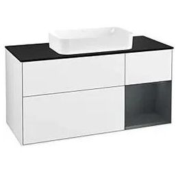 Villeroy & Boch Villeroy und Boch Finion Waschtischunterschrank G302HGGF 120cm, Abdeckplatte black matt, Emotion, Regal rechts Midnight Blue Matt Lacquer, Glossy white lacquer