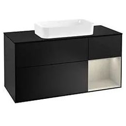 Villeroy & Boch Villeroy und Boch Finion Waschtischunterschrank G302HHPD 120cm, Abdeckplatte black matt, Emotion, Regal rechts Sand Matt, Black matt lacquer