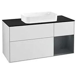 Villeroy & Boch Villeroy und Boch Finion Waschtischunterschrank G302HGMT 120cm, Abdeckplatte black matt, Emotion, Regal rechts Midnight Blue Matt Lacquer, White matt lacquer