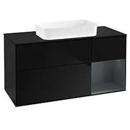 Villeroy & Boch Villeroy und Boch Finion Waschtischunterschrank G302HGPH 120cm, Abdeckplatte black matt, Emotion, Regal rechts Midnight Blue Matt Lacquer, Glossy Black Lacquer