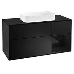 Villeroy & Boch Villeroy und Boch Finion Waschtischunterschrank G302PHPD 120cm, Abdeckplatte black matt, Emotion, Regal rechts Glossy Black Lacquer, Black matt lacquer