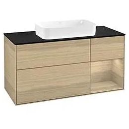 Villeroy & Boch Villeroy und Boch Finion Waschtischunterschrank G302PCPC 120cm, Abdeckplatte black matt, Emotion, Regal rechts Oak Veneer, Oak Veneer