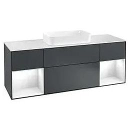 Villeroy & Boch Villeroy und Boch Finion Waschtischunterschrank G331GFHG 160cm, Abdeckplatte white matt, Emotion, Regale Glossy white lacquer, Midnight Blue Matt Lacquer