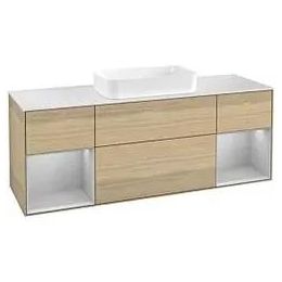 Villeroy & Boch Villeroy und Boch Finion Waschtischunterschrank G331GJPC 160cm, Abdeckplatte white matt, Emotion, Regale Light grey matt lacquer, Oak Veneer