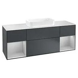 Villeroy & Boch Villeroy und Boch Finion Waschtischunterschrank G331GJHG 160cm, Abdeckplatte white matt, Emotion, Regale Light grey matt lacquer, Midnight Blue Matt Lacquer