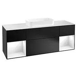 Villeroy & Boch Villeroy und Boch Finion Waschtischunterschrank G331GFPD 160cm, Abdeckplatte white matt, Emotion, Regale Glossy white lacquer, Black matt lacquer