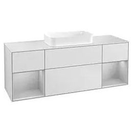 Villeroy & Boch Villeroy und Boch Finion Waschtischunterschrank G331GJMT 160cm, Abdeckplatte white matt, Emotion, Regale Light grey matt lacquer, White matt lacquer