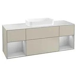 Villeroy & Boch Villeroy und Boch Finion Waschtischunterschrank G331GJHH 160cm, Abdeckplatte white matt, Emotion, Regale Light grey matt lacquer, Sand Matt Lacquer