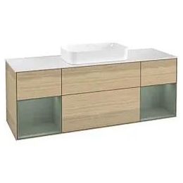 Villeroy & Boch Villeroy und Boch Finion Waschtischunterschrank G331GMPC 160cm, Abdeckplatte white matt, Emotion, Regale Olive matt lacquer, Oak Veneer