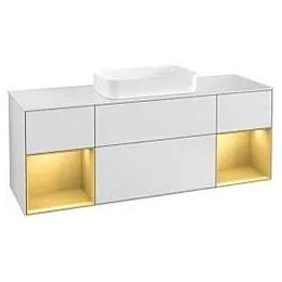 Villeroy & Boch Villeroy und Boch Finion Waschtischunterschrank G331HFMT 160cm, Abdeckplatte white matt, Emotion, Regale Gold matt lacquer, White matt lacquer